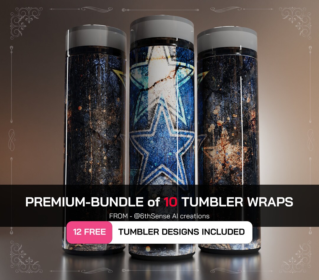 10 Dallas Cowboys Tumbler Wrap and Blue Stars Fits 20oz Cups, Cowboys ...