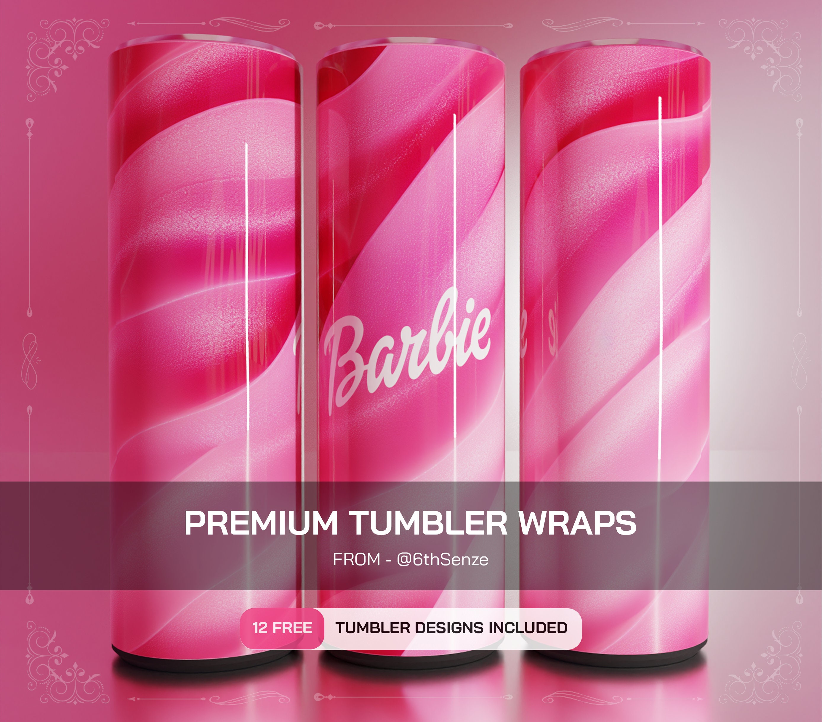 Barbie Tumbler Wrap, Seamless, Customisable Barbie Sublimation, Barbie ...