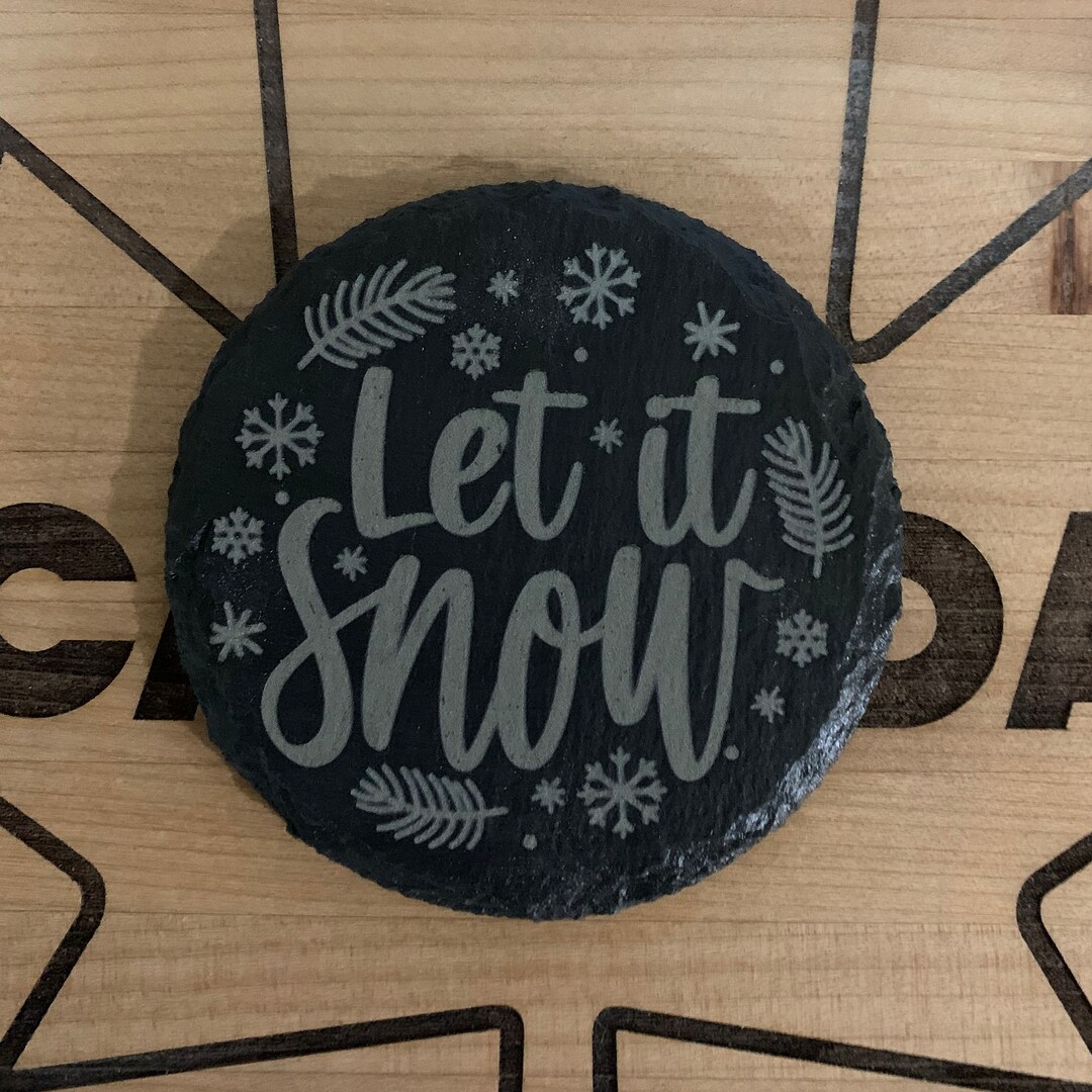 Let It Snow Slate Coasters set of 2 Merry Christmas Coaster, Snowflakes ...