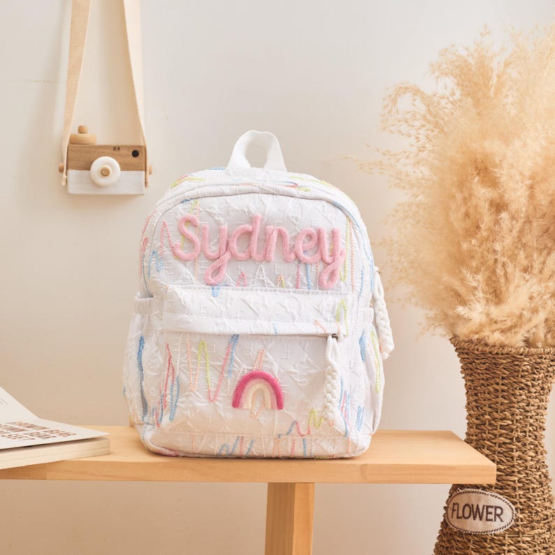 Personalized Colorblock Kids Backpack - Custom Name Embroidered School ...