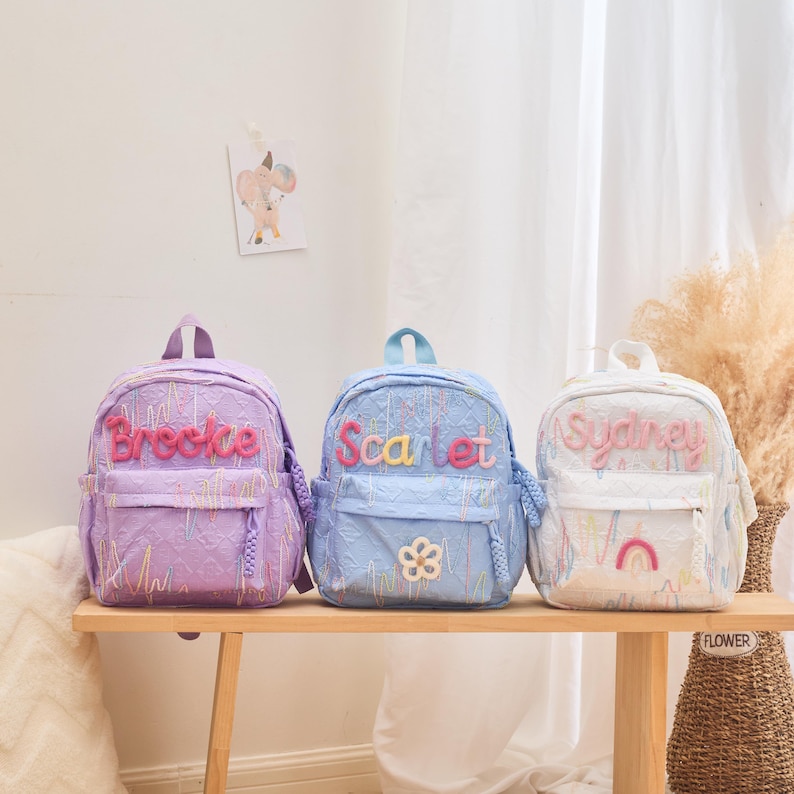 Personalized Colorblock Kids Backpack - Custom Name Embroidered School ...