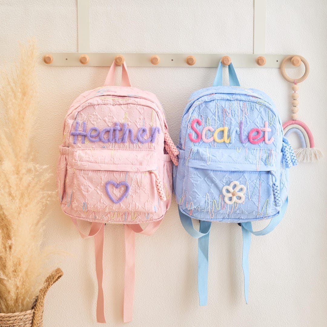 Personalized Colorblock Kids Backpack - Custom Name Embroidered School ...