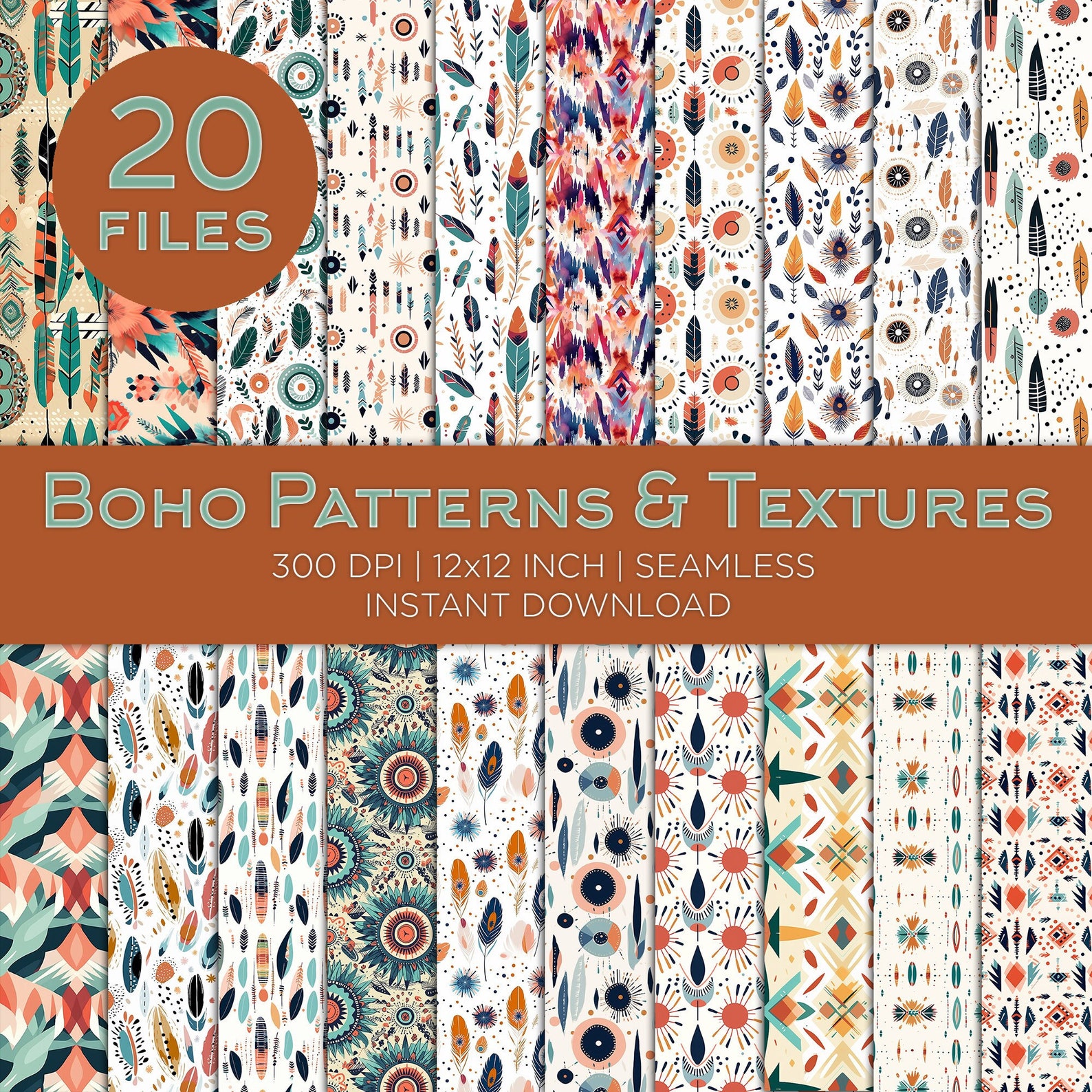 Boho Seamless Pattern Boho Digital Paper Boho Prints Bohemian Digital ...