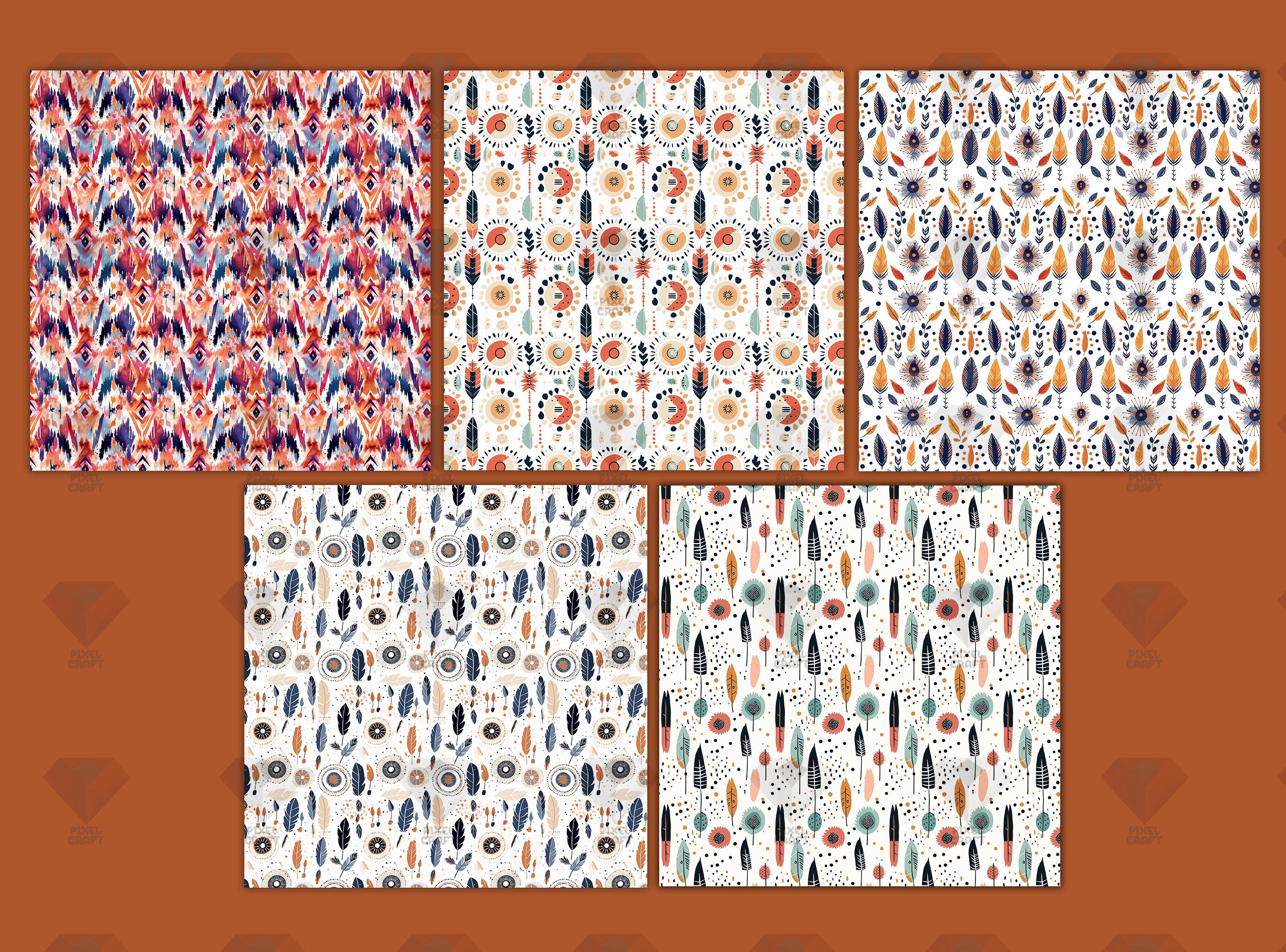 Boho Seamless Pattern Boho Digital Paper Boho Prints Bohemian Digital ...