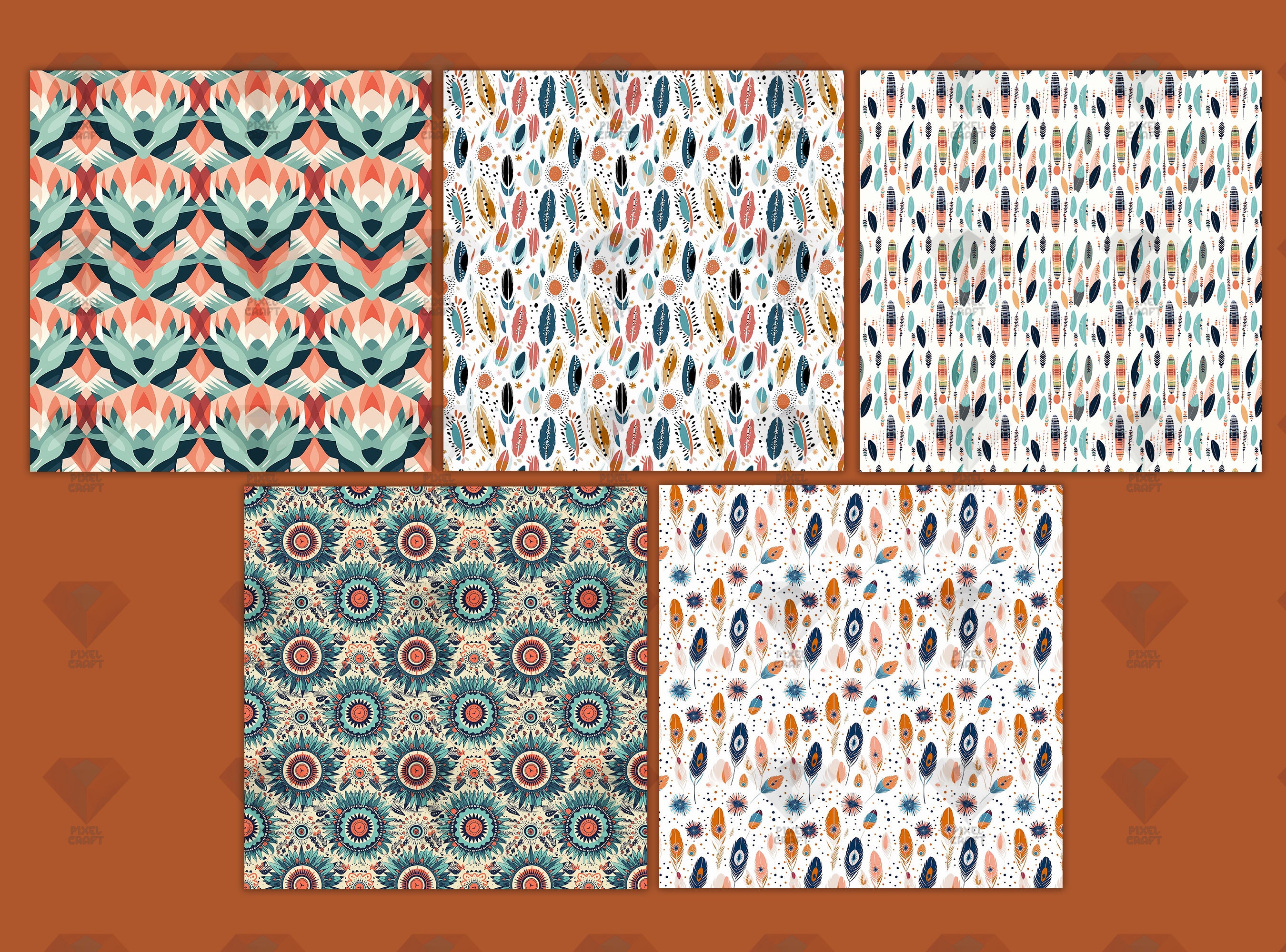 Boho Seamless Pattern Boho Digital Paper Boho Prints Bohemian Digital ...