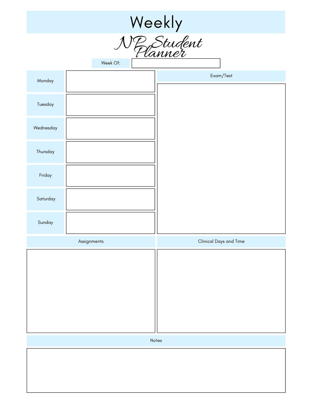 Nurse and Nurse Practitioner Student Weekly Planner - Etsy