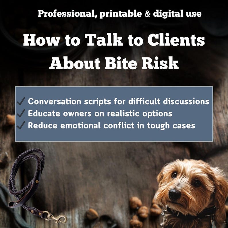 Dog Bite Risk Assessment, Trainer’s Guide, Printable Behavior ...