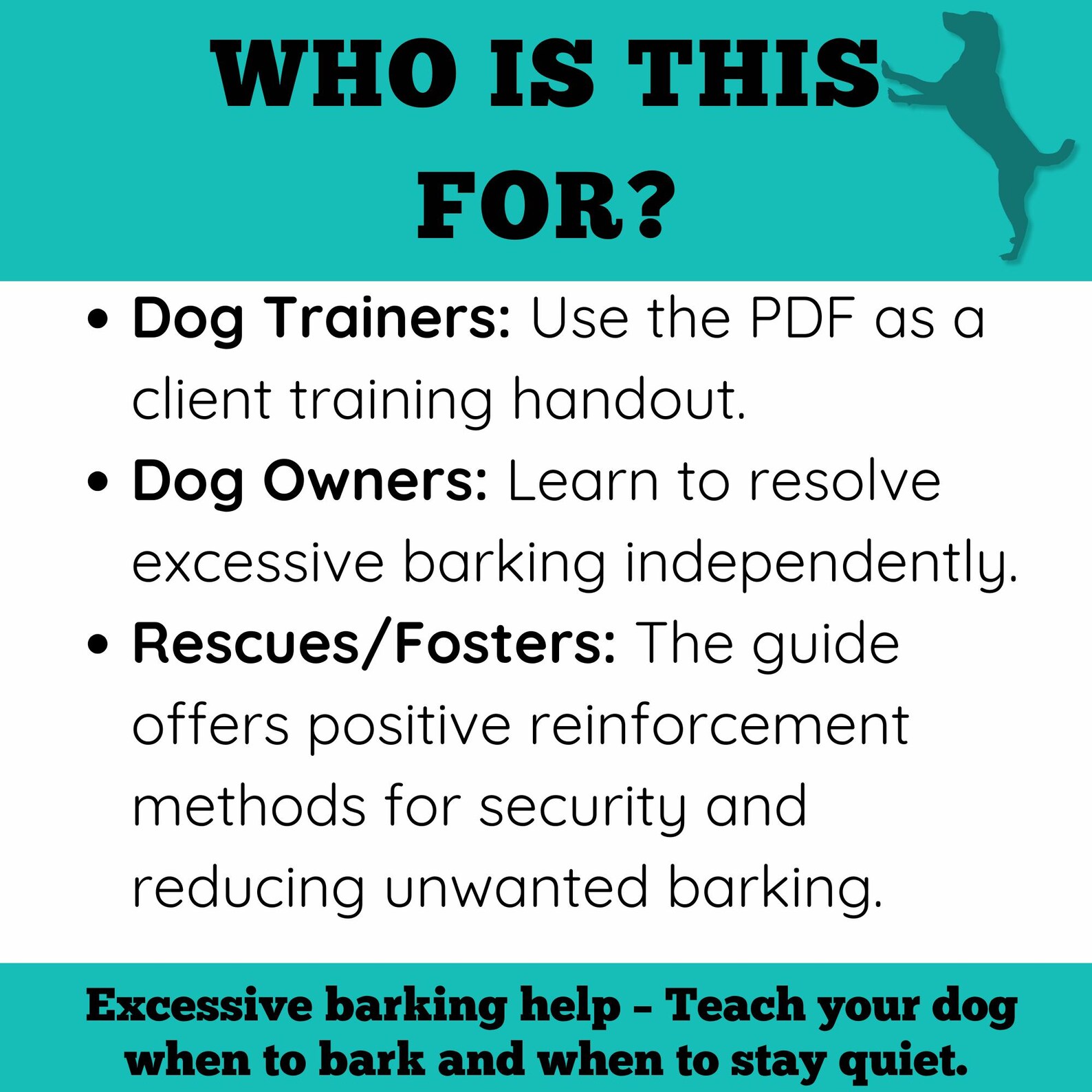 Stop Excessive Dog Barking,printable Dog Training Guide, Barking ...
