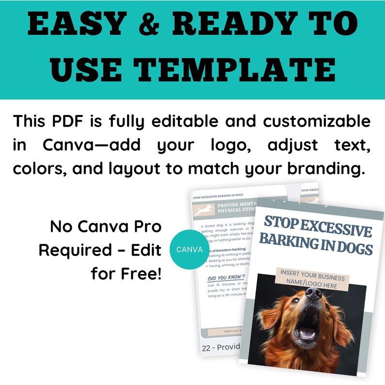 Stop Excessive Dog Barking,printable Dog Training Guide, Barking ...