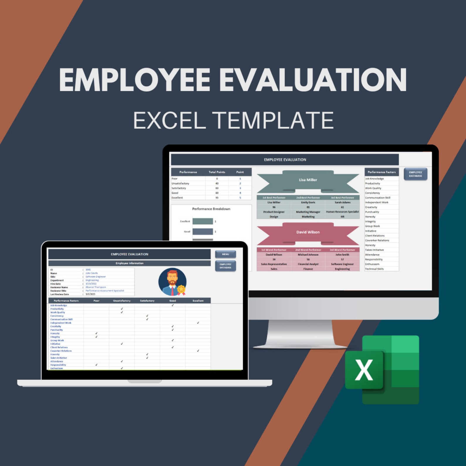 Employee Evaluation Excel Template: Performance Review, HR Assessment - Etsy