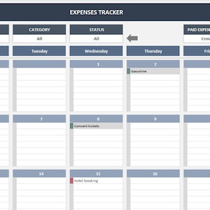 Expenses Tracker | Excel Template | Expenses Calendar | Spending ...