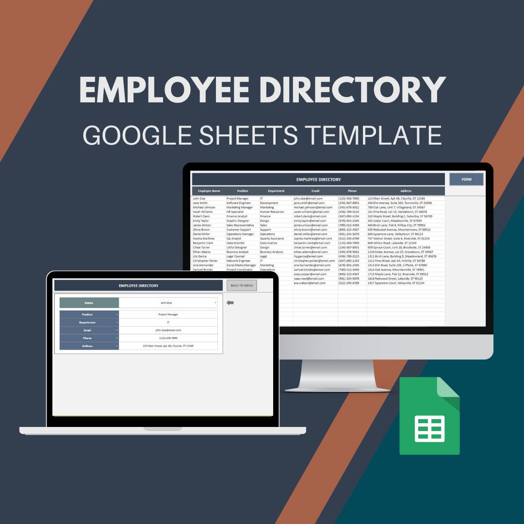 Employee Directory | Google Sheets Template | HR Directory | Employee ...