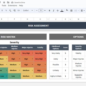 Risk Assessment | Google Sheets Template | Risk Analysis | Risk Matrix ...