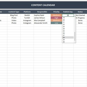 Content Calendar Excel Template | Social Media Planner | Editorial ...