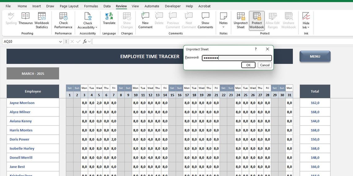 Employee Time Tracker Excel Template; Employee Hour Tracking - Etsy