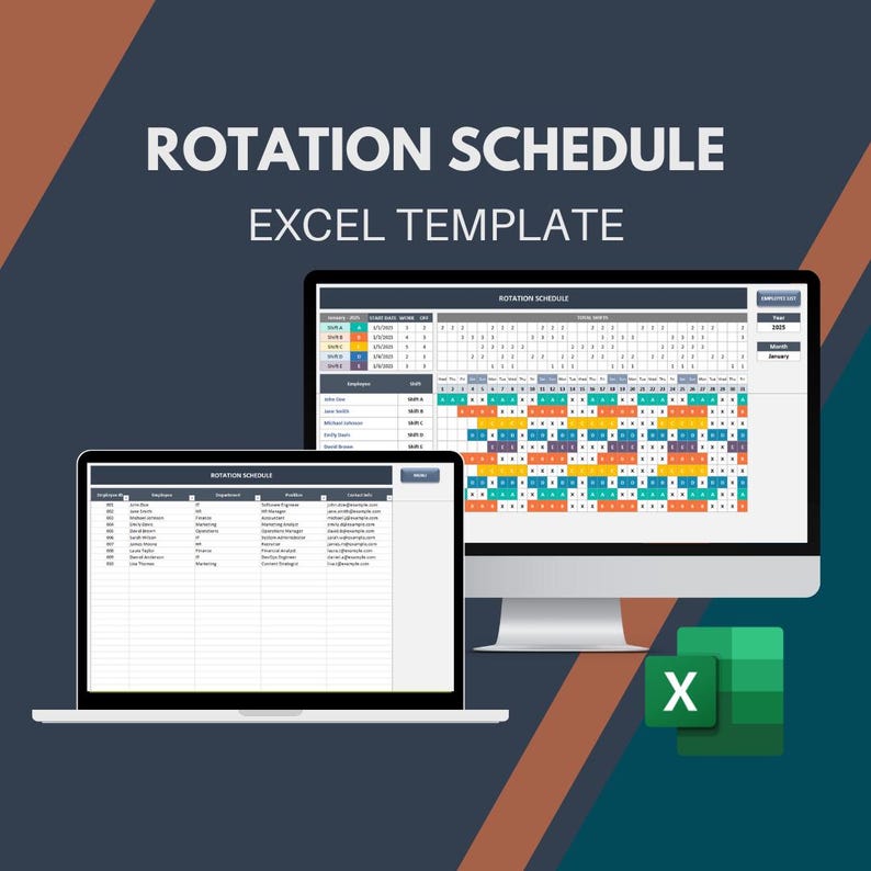 Employee Rotation Schedule: Excel Template, Shift Planner (printable ...