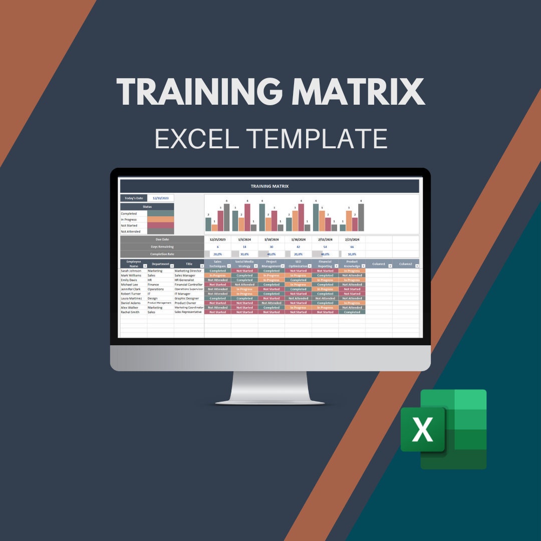 Training Matrix Excel Template Training Tracker Employee Training Team ...