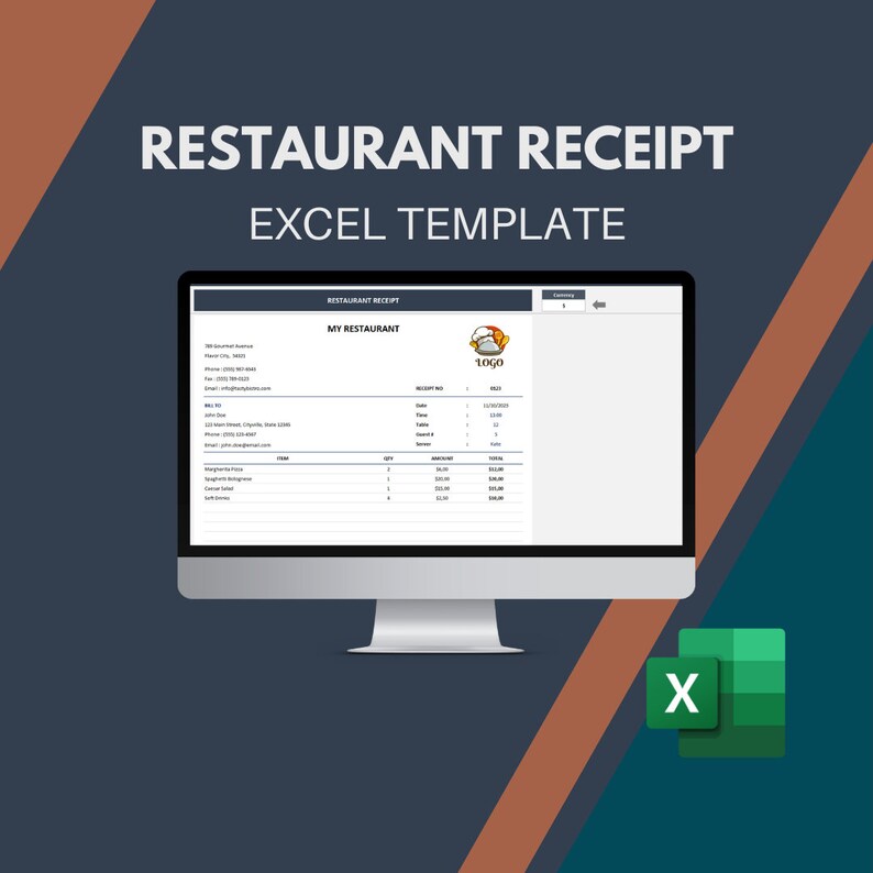 Restaurant Receipt Excel Template Restaurant Receipt Maker Restaurant ...