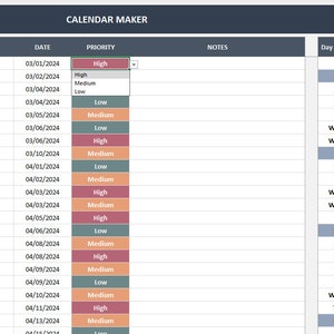 Calendar Maker Excel Template: Digital Calendar Planner (instant ...