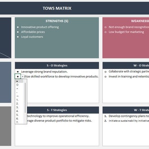 TOWS Matrix Excel Template: SWOT Analysis, Strategic Planning (instant ...