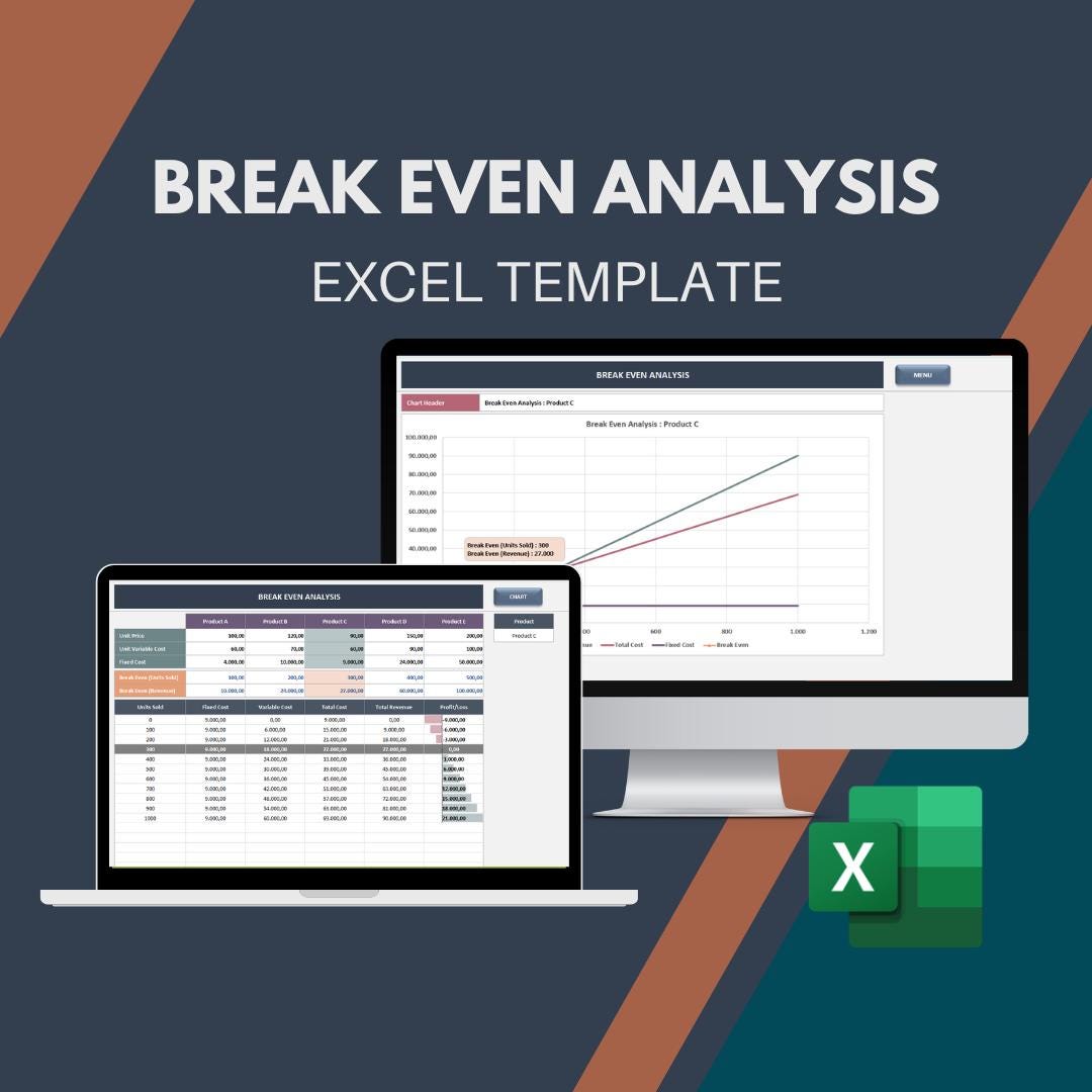 Break Even Analysis | Excel Template | Break Even Point | Break Even ...