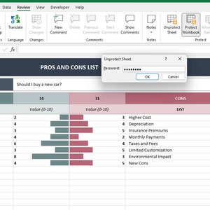 Pros and Cons List: Decision-making Excel Template (instant Download ...