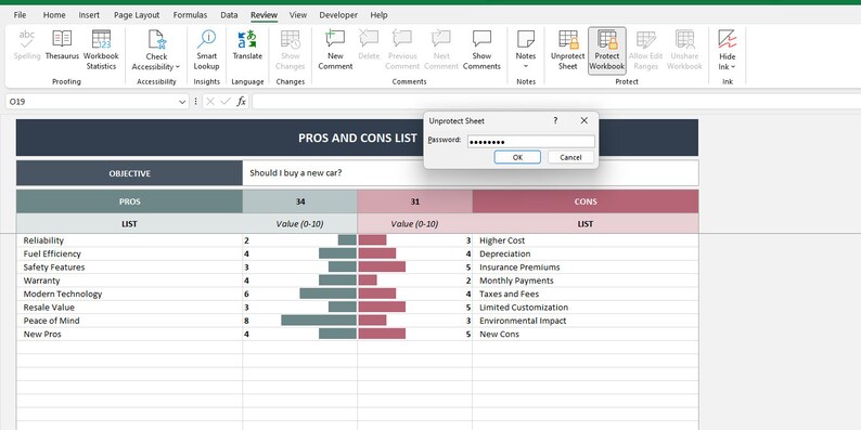 Pros and Cons List: Decision-making Excel Template (instant Download ...