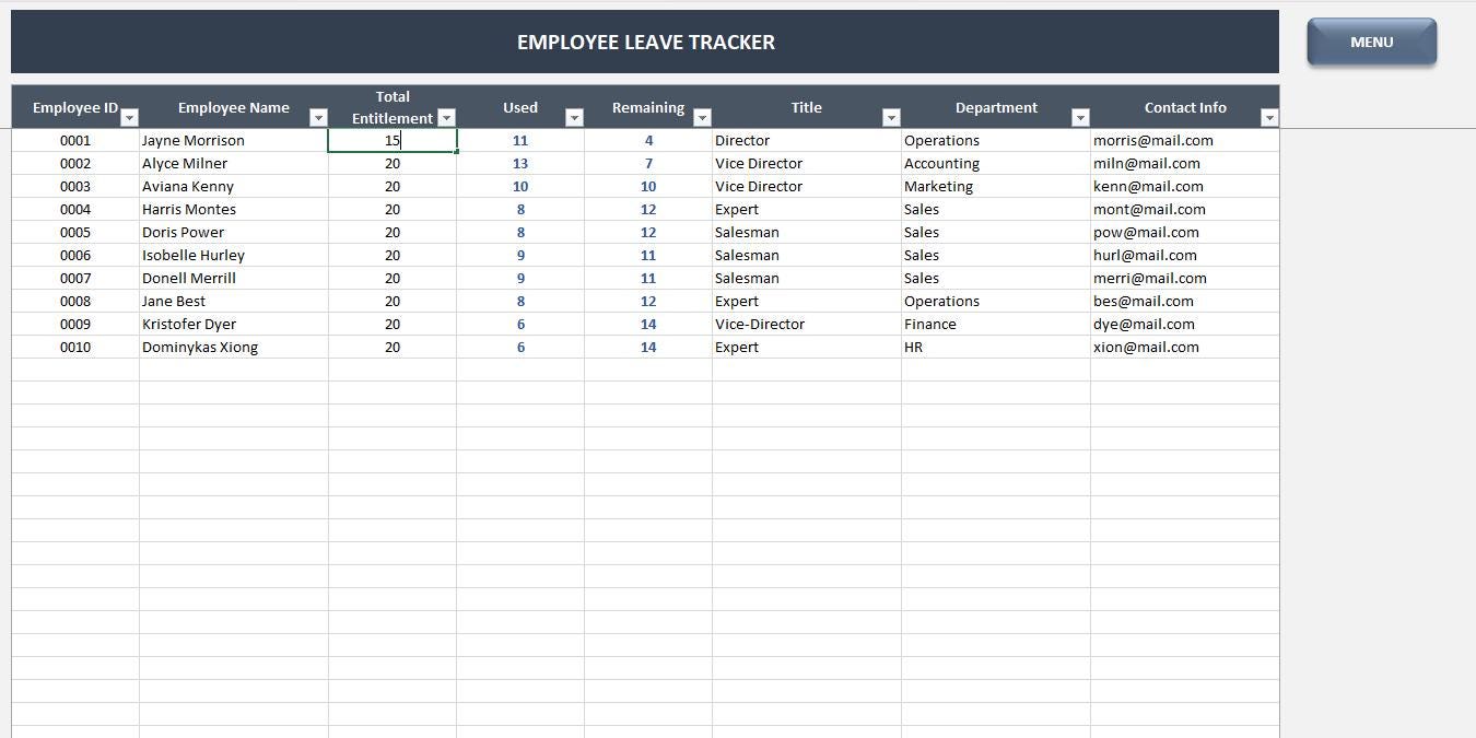 Employee Leave Tracker Excel Template | PTO Tracker Spreadsheet ...
