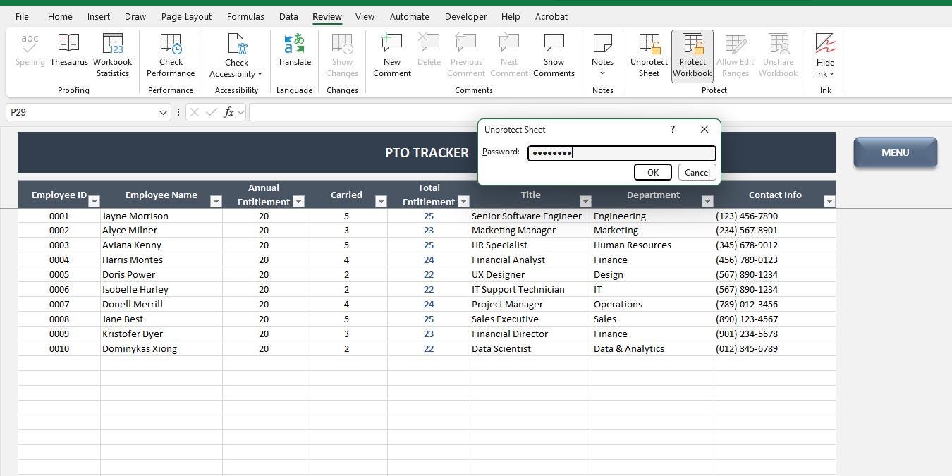 PTO Tracker Excel Template | Employee Leave Tracker | Vacation Planner ...