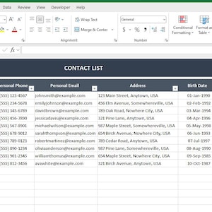 Contact List | Excel Template | Contact List Sheet | Telephone Contact ...