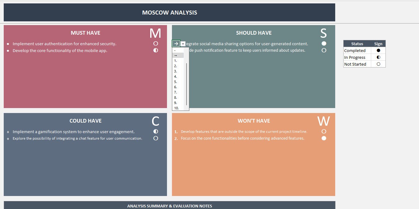 MOSCOW Analysis Excel Template MOSCOW Method MOSCOW Matrix Moscow ...