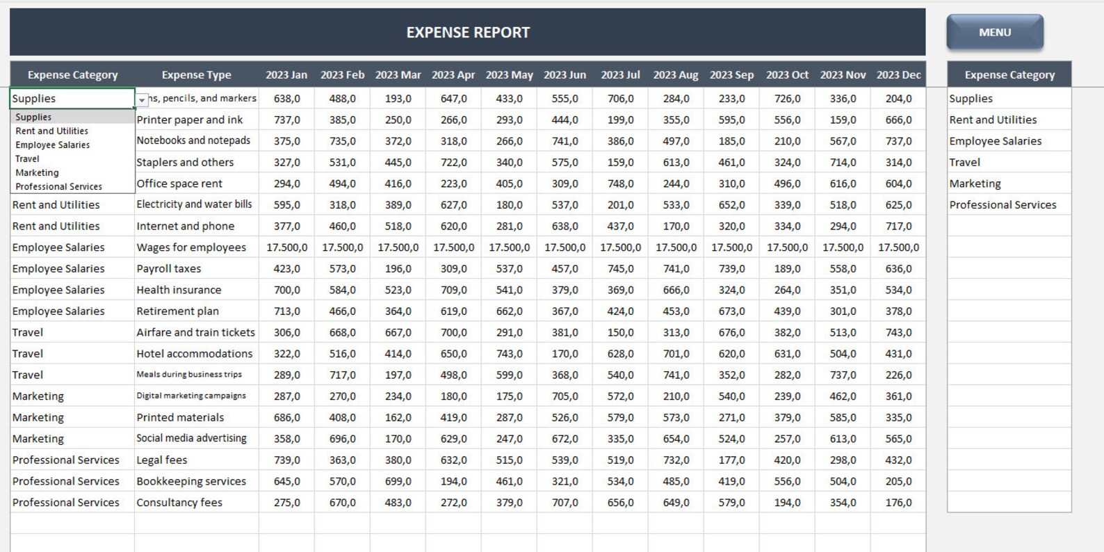 Expense Report Excel Template: Business Expense Tracker (instant ...