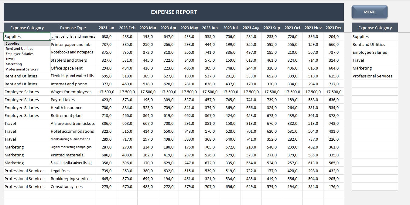 Expense Report | Excel Template | Business Expenses | Expense Analysis ...