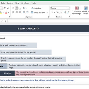 5 Whys Analysis Excel Template | Root Cause Analysis Spreadsheet ...