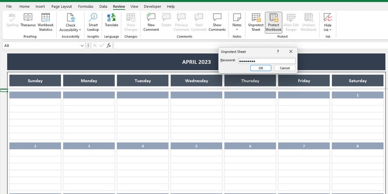 Dynamic Calendar Excel Template: Printable Yearly Planner (instant ...