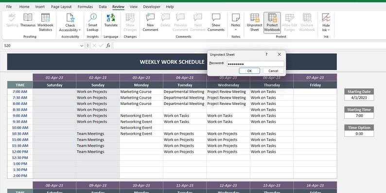 Weekly Work Schedule | Excel Template | Weekly Schedule Template ...