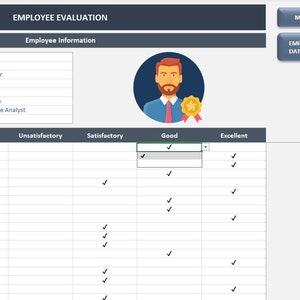 Employee Evaluation Excel Template: Performance Review, HR Assessment - Etsy