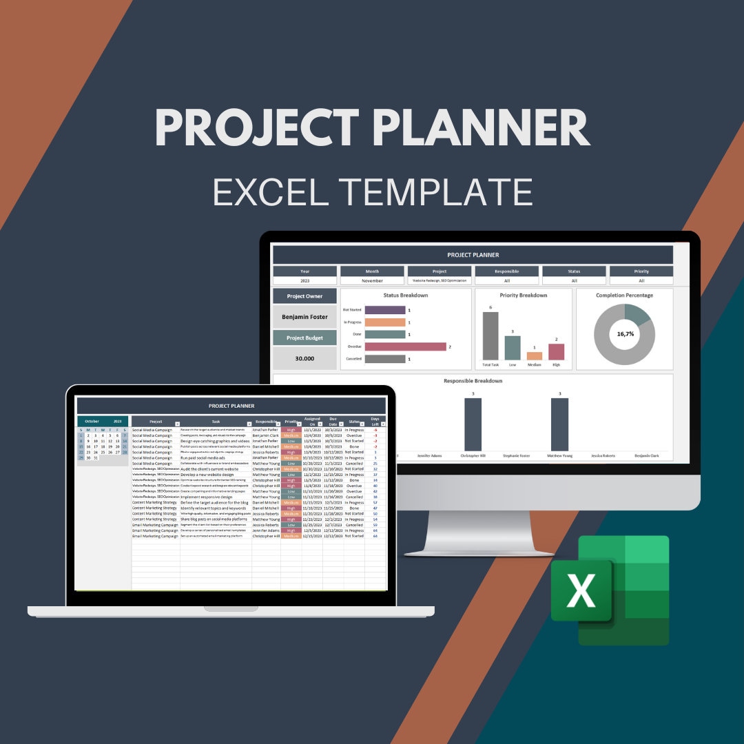 Project Planner | Excel Template | Project Plan Template | Excel ...