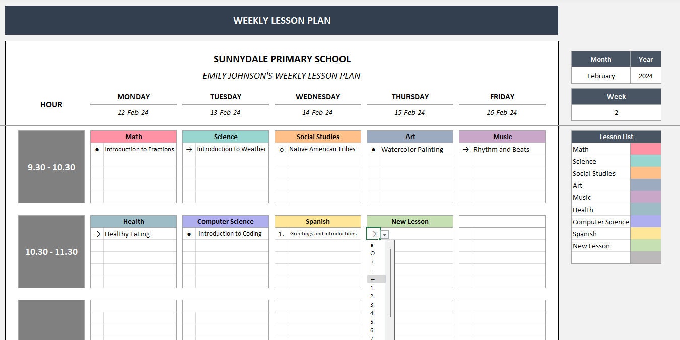Weekly Lesson Plan Excel Template Lesson Plan Teacher Lesson Plans ...