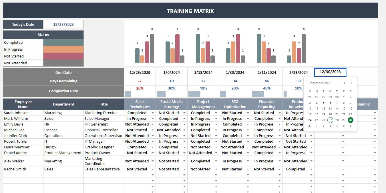Training Matrix Google Sheets Template Training Matrix Template ...