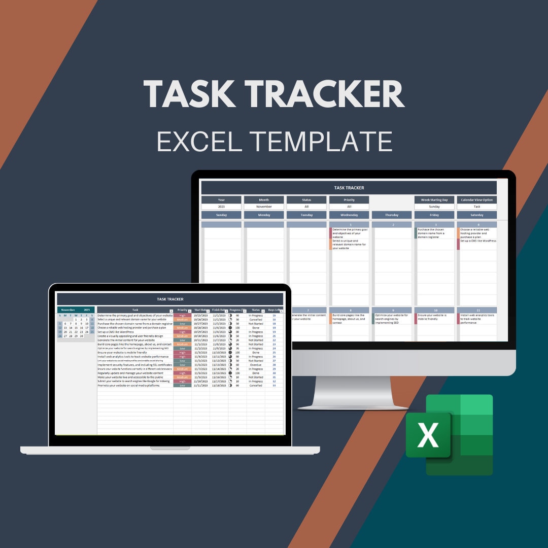 Task Tracker | Excel Template | Task Template | Task List | Task ...
