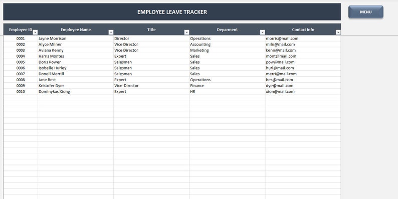 Employee Leave Tracker Excel Template Leave Management Excel Time off ...