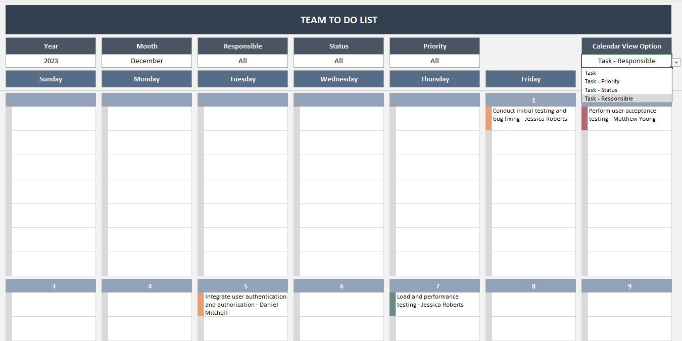 Team to Do List Excel Template Employee Task Tracker Todo List ...