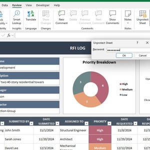 Project RFI Log: Excel Template, Construction RFI Tracker - Etsy