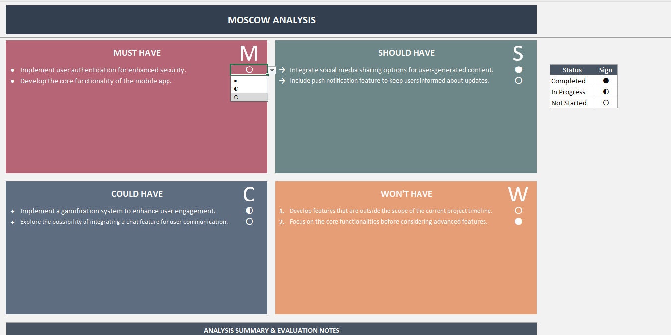 MOSCOW Analysis Excel Template MOSCOW Method MOSCOW Matrix Moscow ...