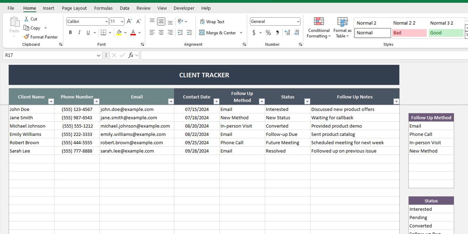 Client Tracker | Excel Template | CRM Template | Customer Tracker ...