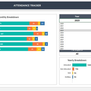 Attendance Tracker Excel Template: Monthly Timesheet (instant Download ...