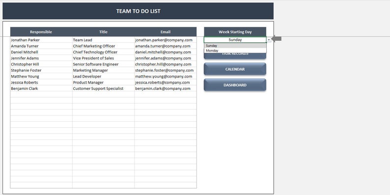 Team to Do List Excel Template Employee Task Tracker Todo List ...
