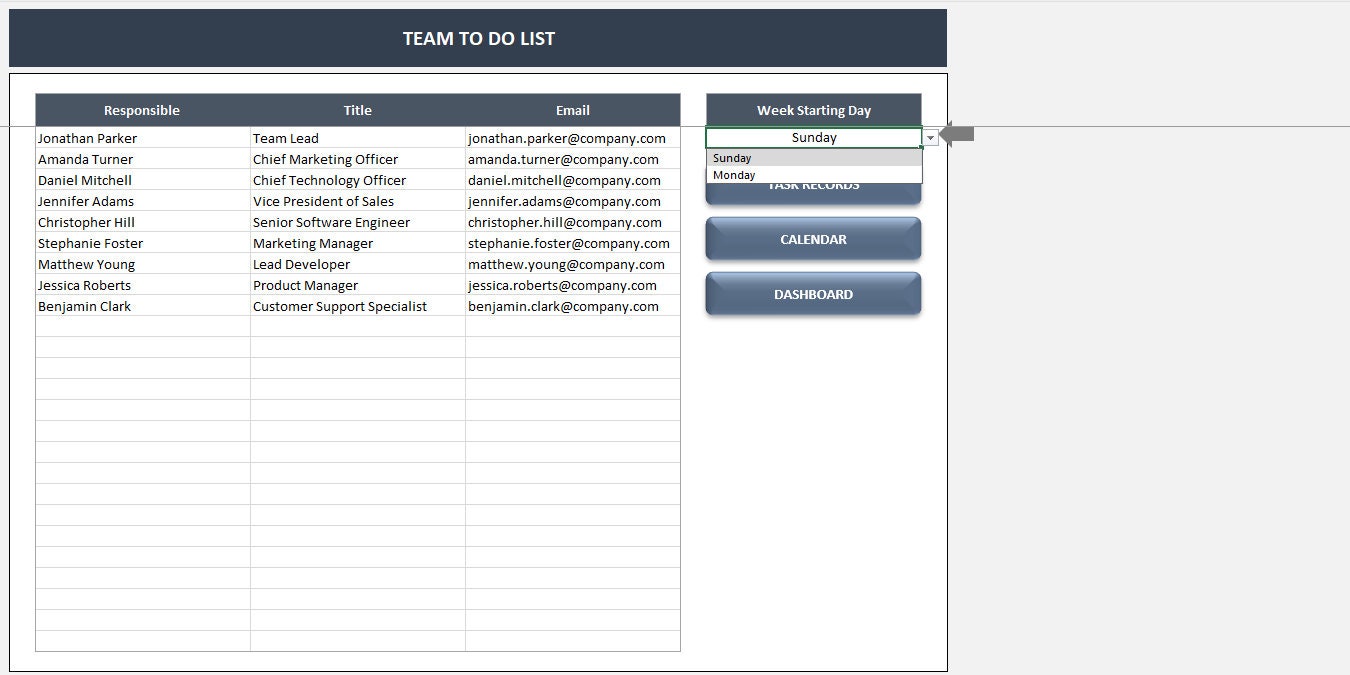 Team to Do List Excel Template Employee Task Tracker Todo List ...