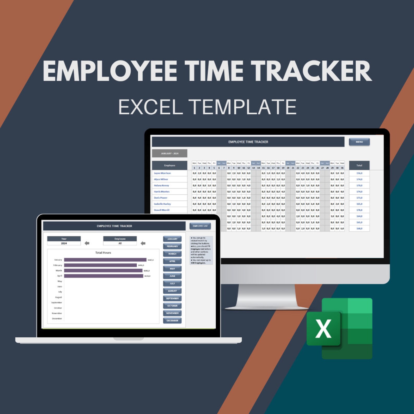 Employee Time Tracker: Automated Excel Template - Etsy